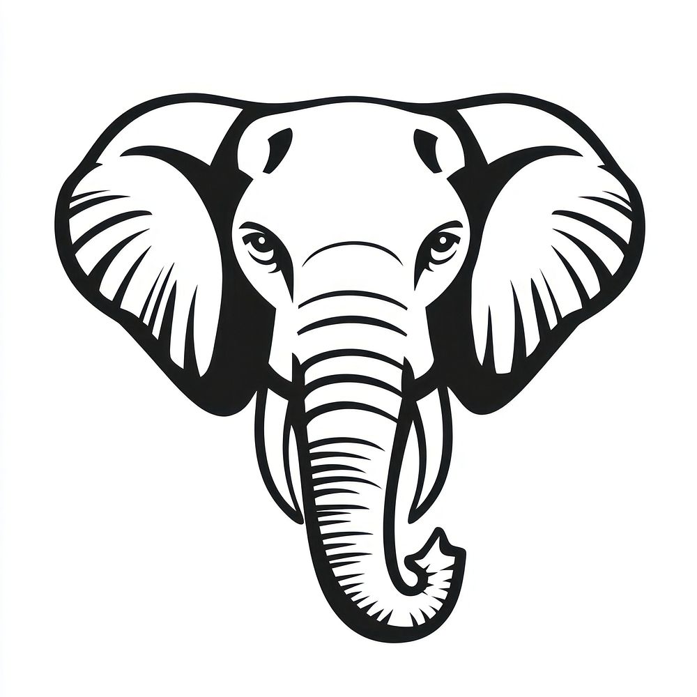 Simple elephant face linear art | Free Photo Illustration - rawpixel