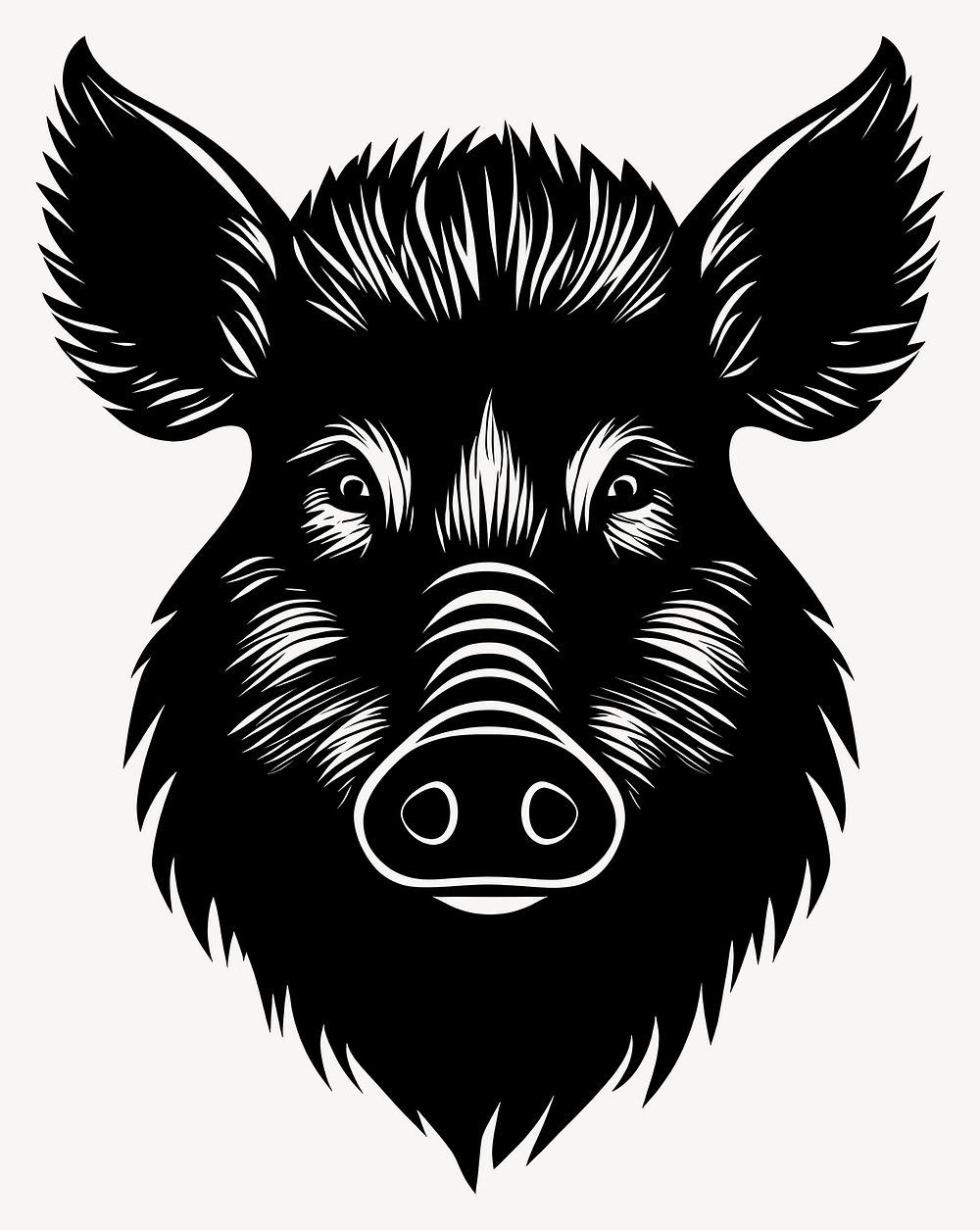Wild boar face linear illustration | Free Vector - rawpixel