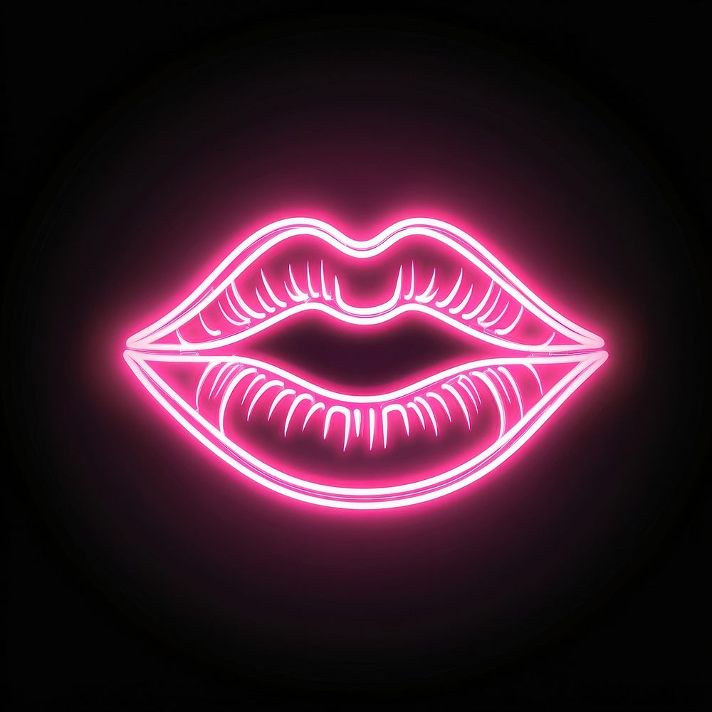 Neon light pink lips. | Free Photo - rawpixel