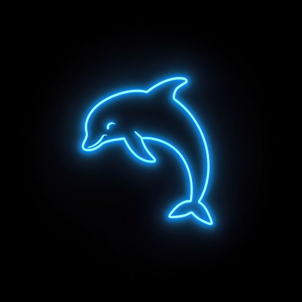 Neon dolphin light blue. | Free Photo - rawpixel