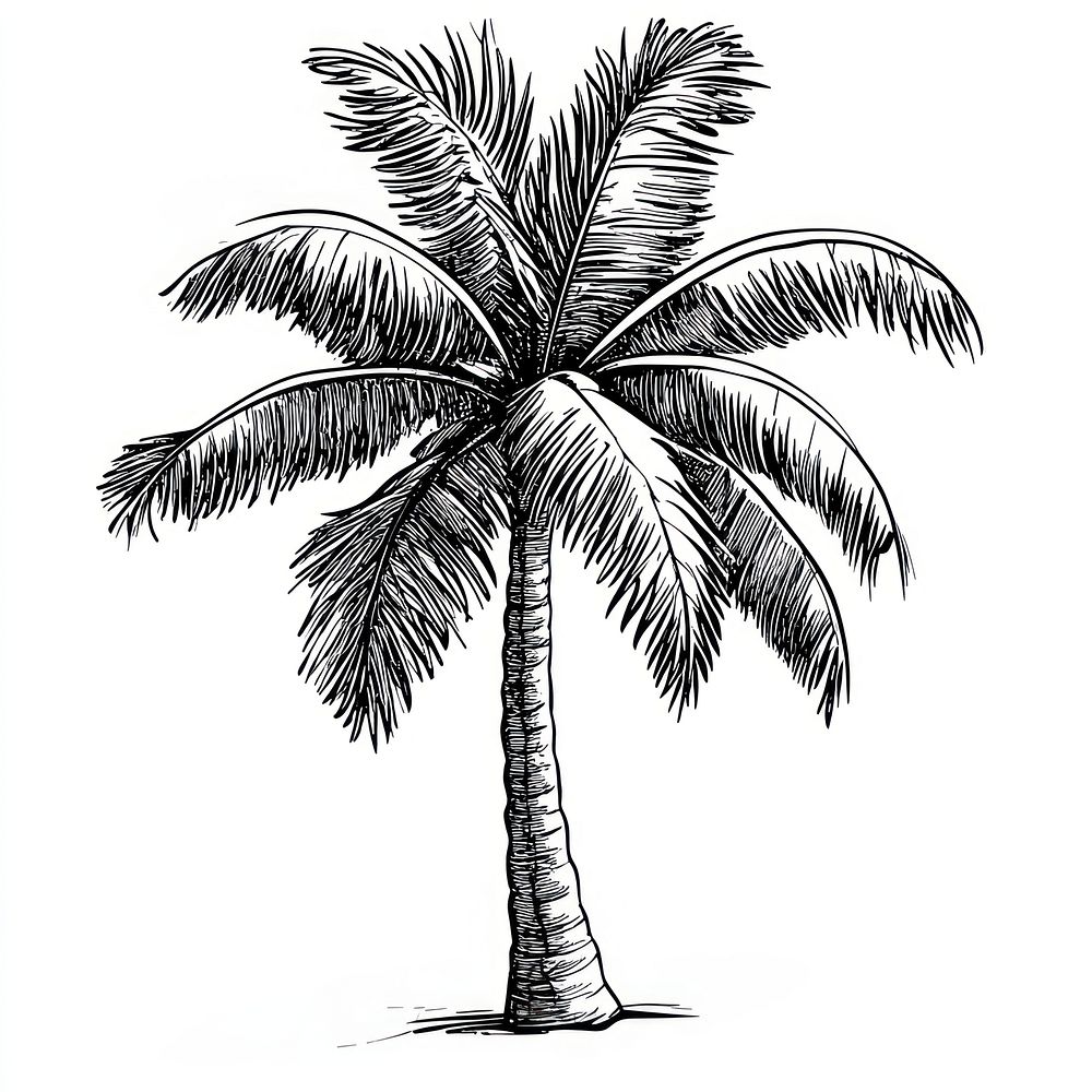 Palm tree drawing sketch plant. | Free Photo Illustration - rawpixel