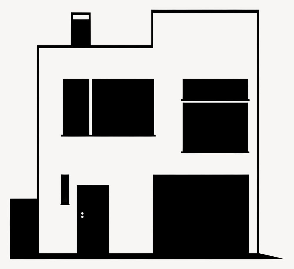 Modern townhouse illustration black white | Free Vector - rawpixel