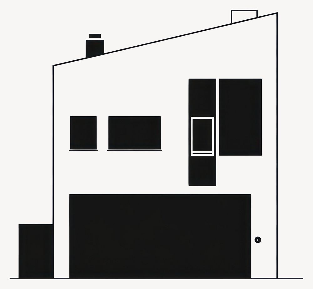 Modern townhouse illustration simple black | Free Vector - rawpixel