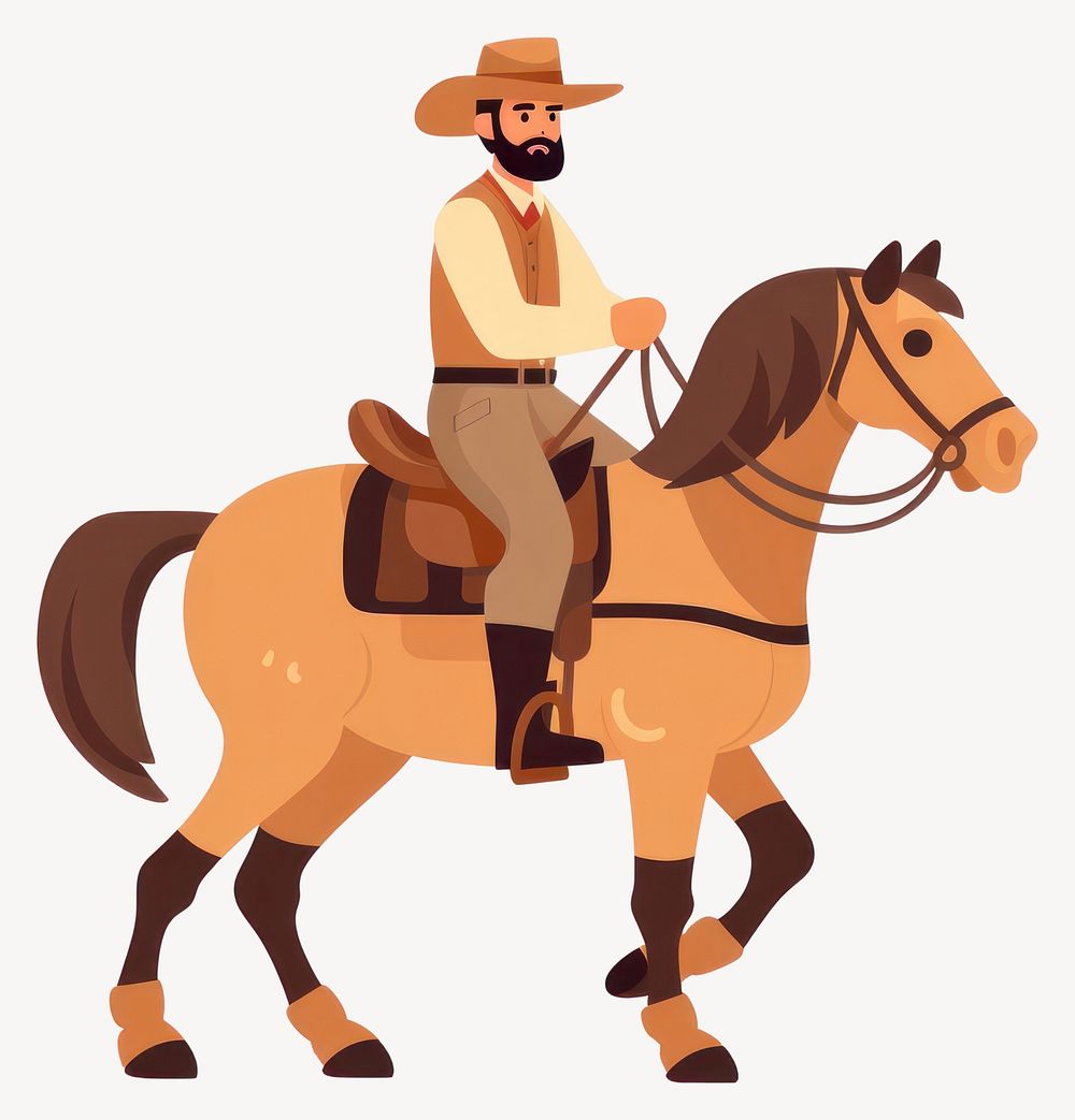 Man riding horse illustration cartoon | Free Vector - rawpixel