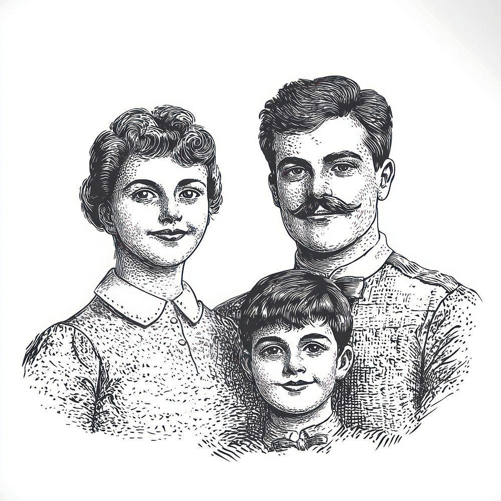 Family portraits art illustrated drawing. | Free Photo Illustration ...