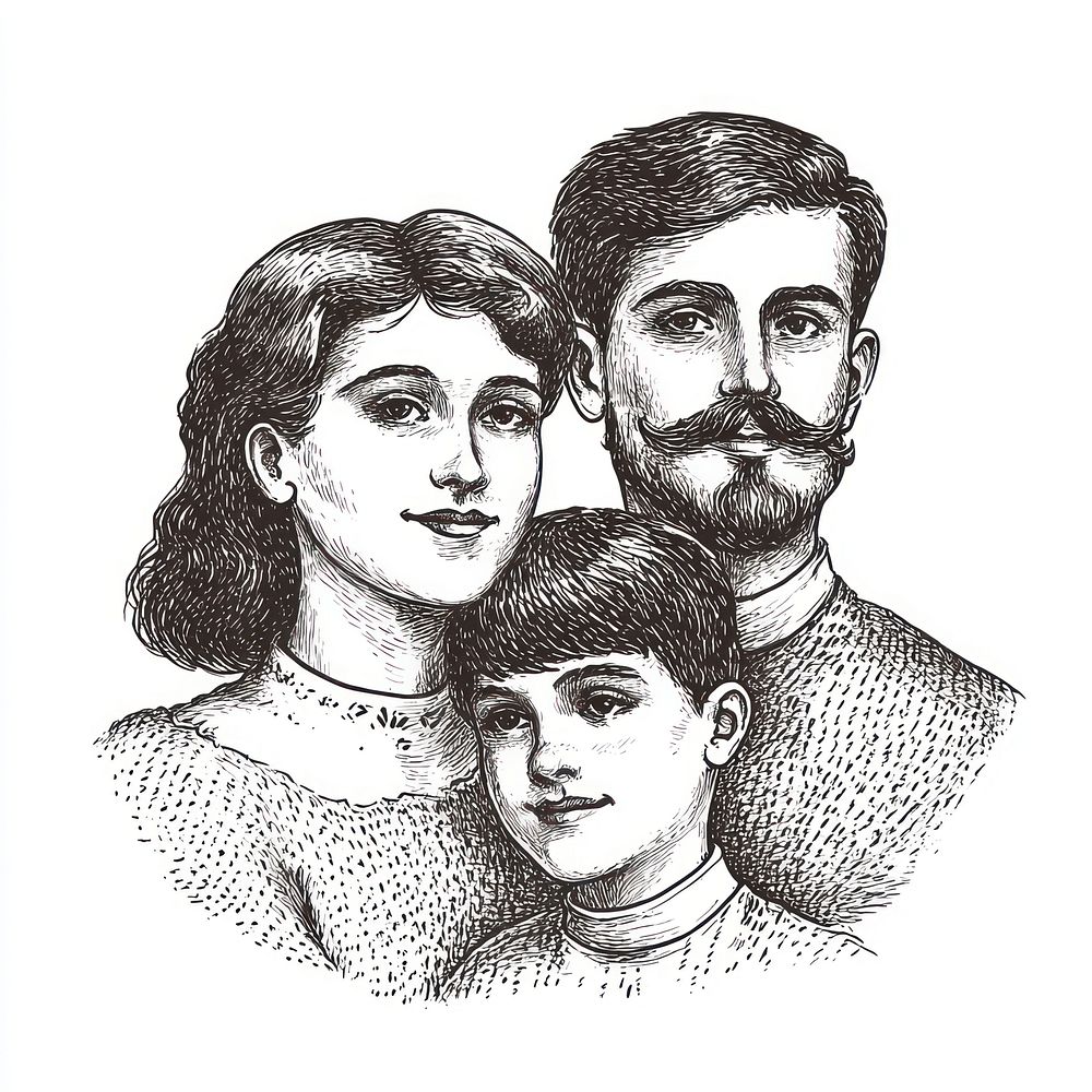 Family portraits art illustrated drawing. | Free Photo Illustration ...