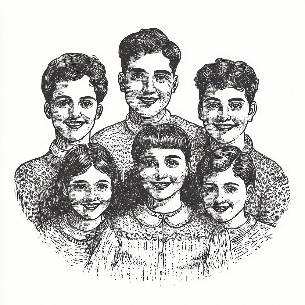 Family portraits art illustrated drawing. | Free Photo Illustration ...