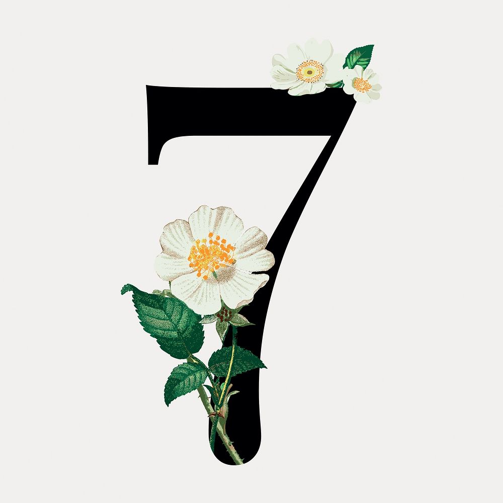 Number 7 floral illustration isolated | Free Vector - rawpixel