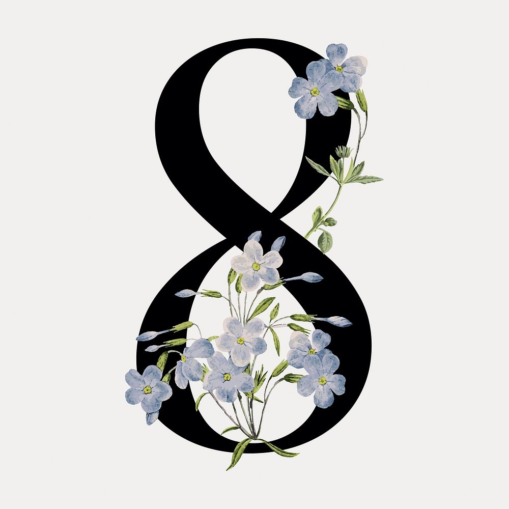 Number 8 floral illustration isolated | Free Vector - rawpixel