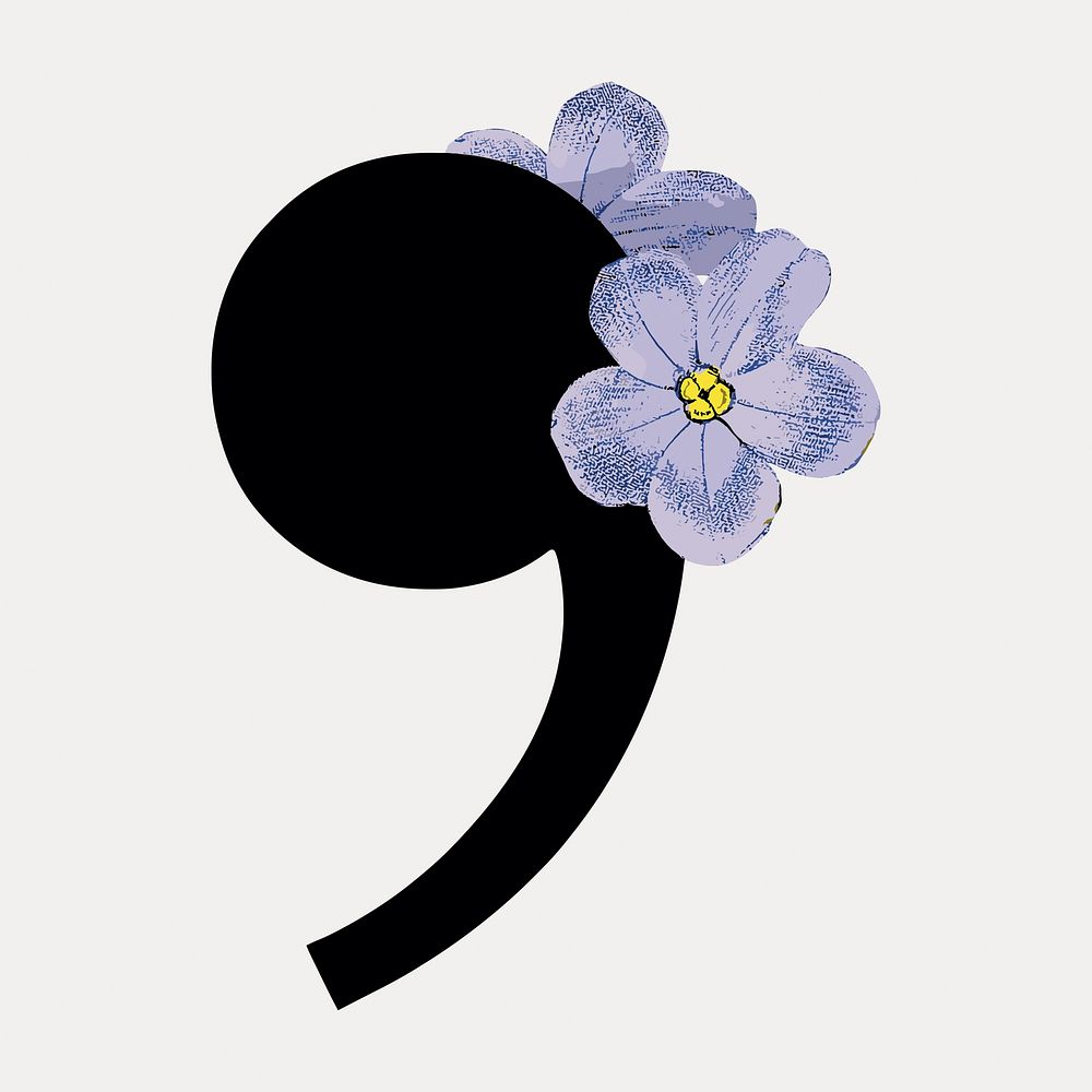 Floral comma digital art illustration, | Free Vector - rawpixel