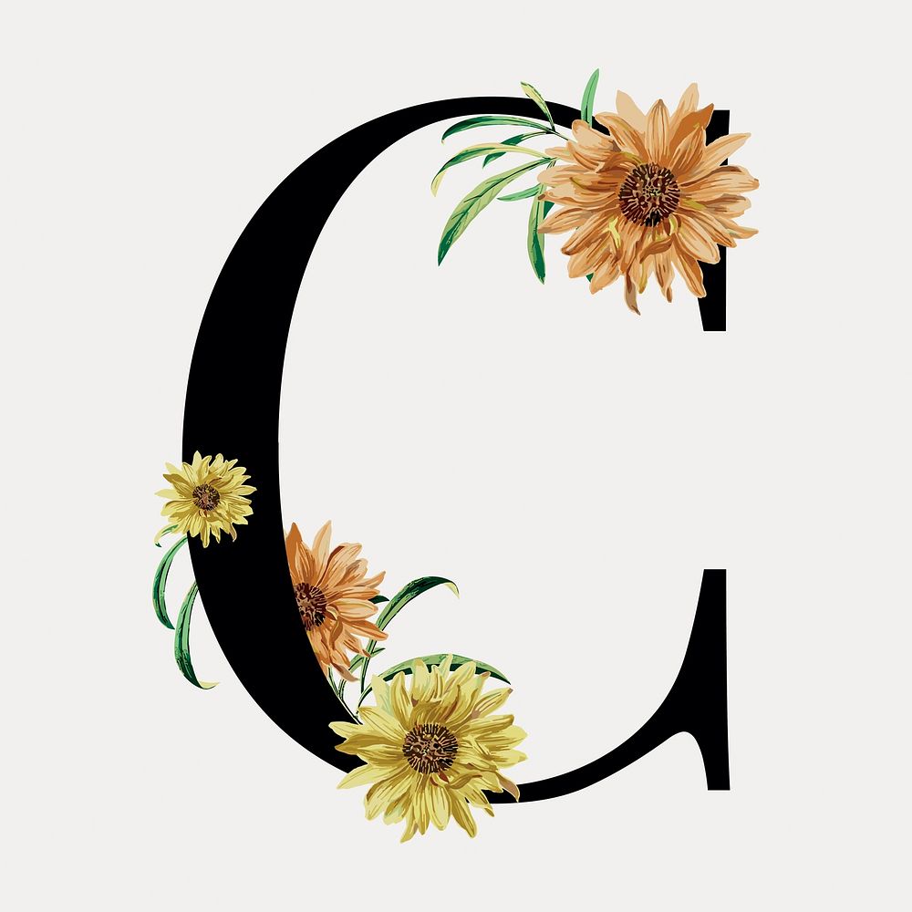 Floral letter C digital art | Free Vector - rawpixel