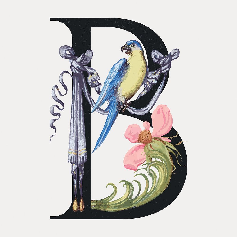 Letter B botanical calligraphic art | Free Vector - rawpixel