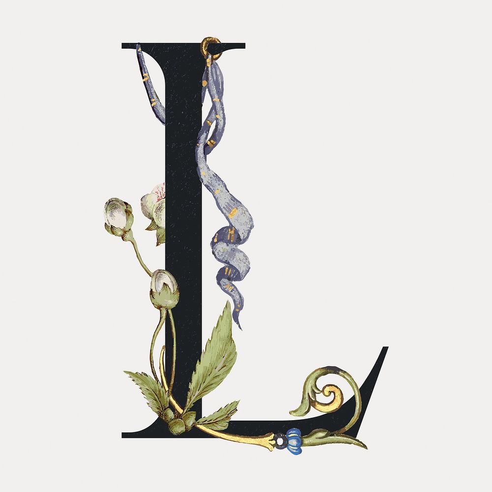 Letter L botanical calligraphic art | Free Vector - rawpixel