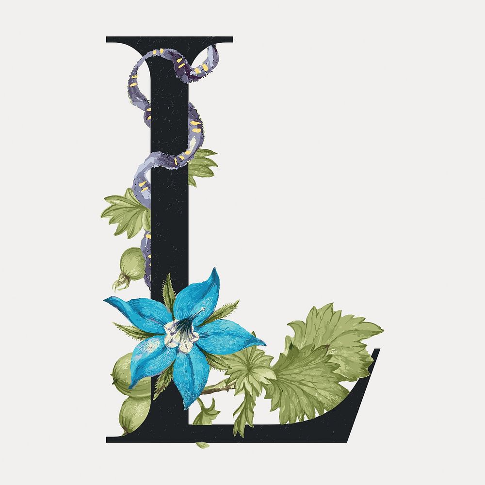 Letter L botanical calligraphic art | Free Vector - rawpixel