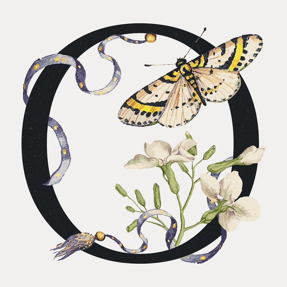 Letter O botanical calligraphic art | Free Vector - rawpixel