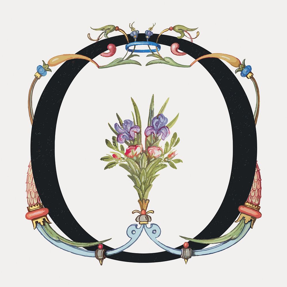 Letter O botanical calligraphic art | Free Vector - rawpixel