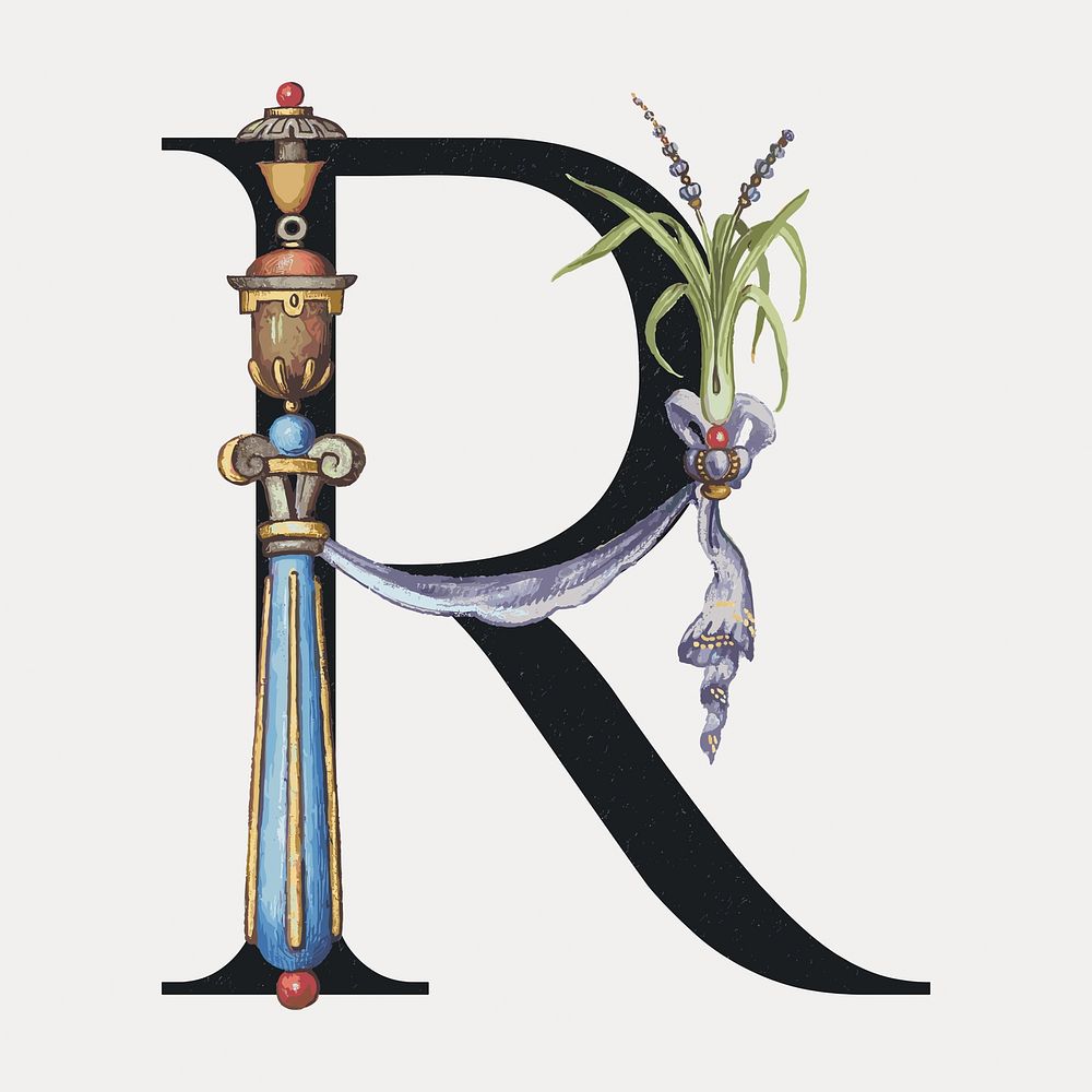 Letter R botanical calligraphic art | Free Vector - rawpixel