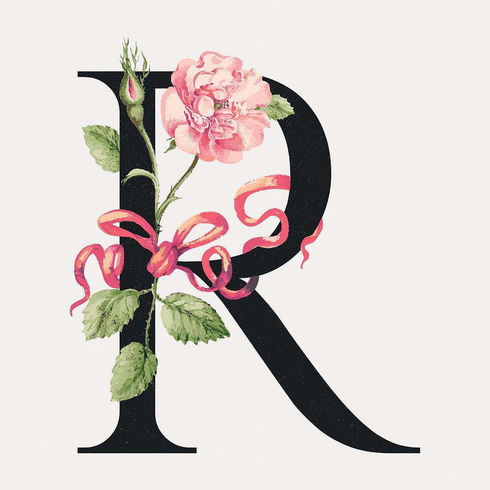 Letter R botanical calligraphic art | Free Vector - rawpixel