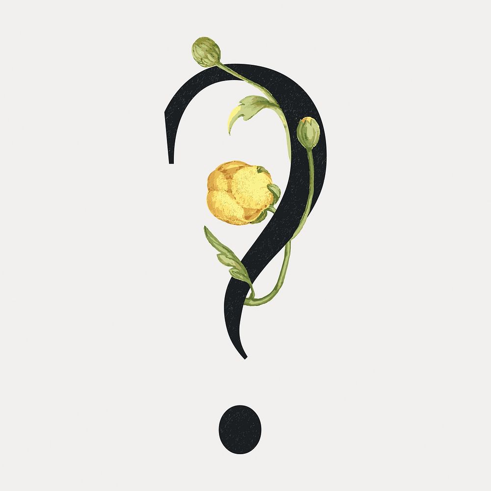 Question mark sign botanical calligraphic | Free Vector - rawpixel