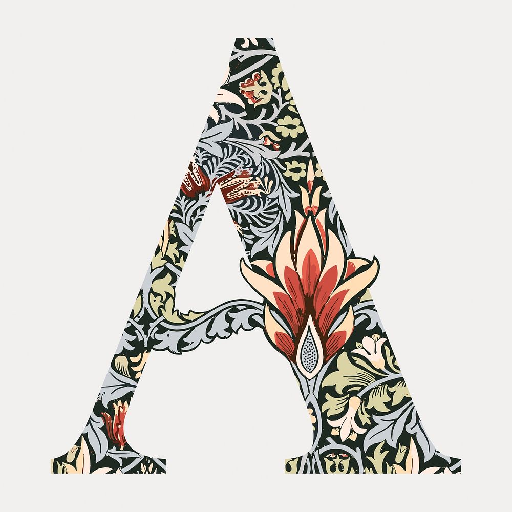 Letter botanical pattern font, inspired | Free Vector - rawpixel