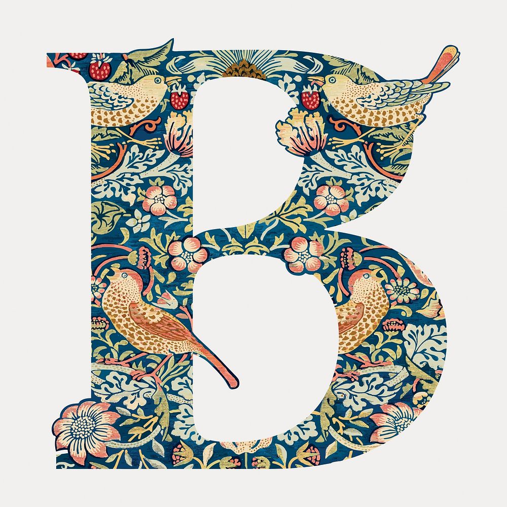 Letter B botanical pattern font, | Free Vector - rawpixel