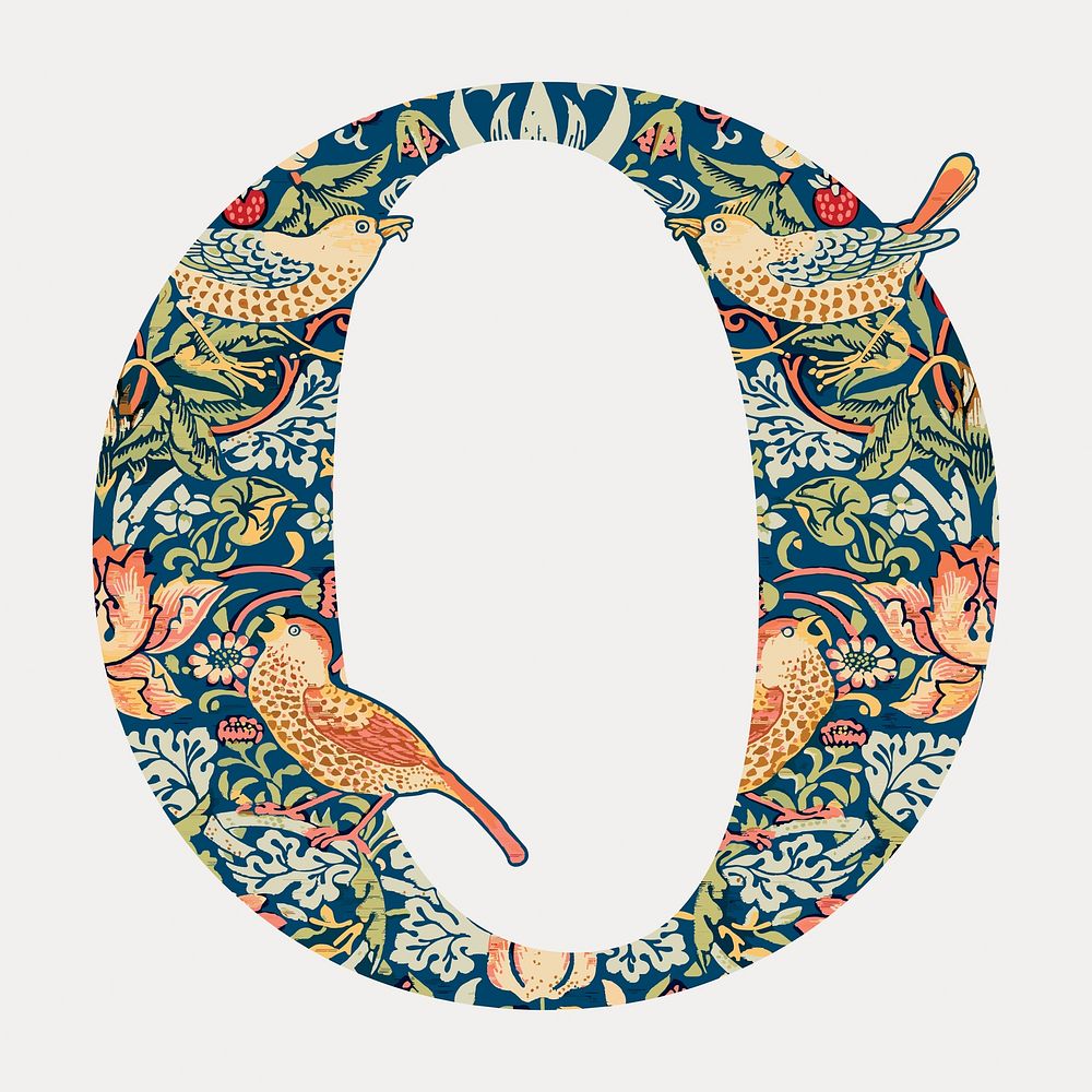 Letter O botanical pattern font, | Free Vector - rawpixel