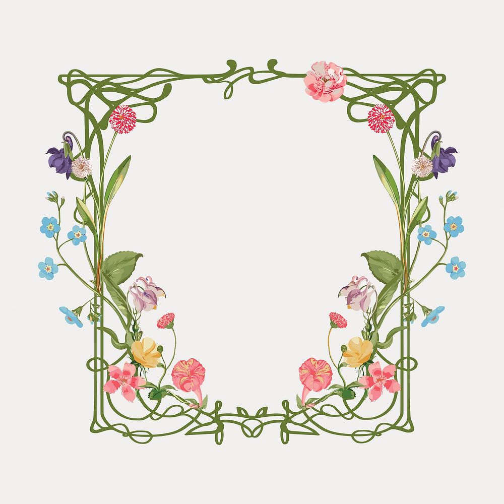 Aesthetic flower frame, ornamental art | Free Vector - rawpixel