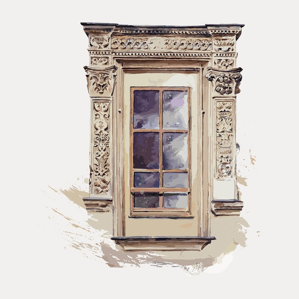 Window watercolor collage element, vector | Free Vector - rawpixel