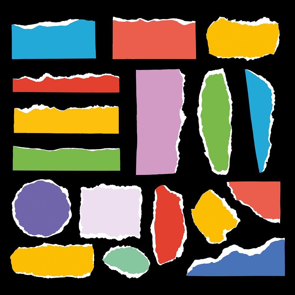 Colorful torn paper shapes black | Free Vector - rawpixel