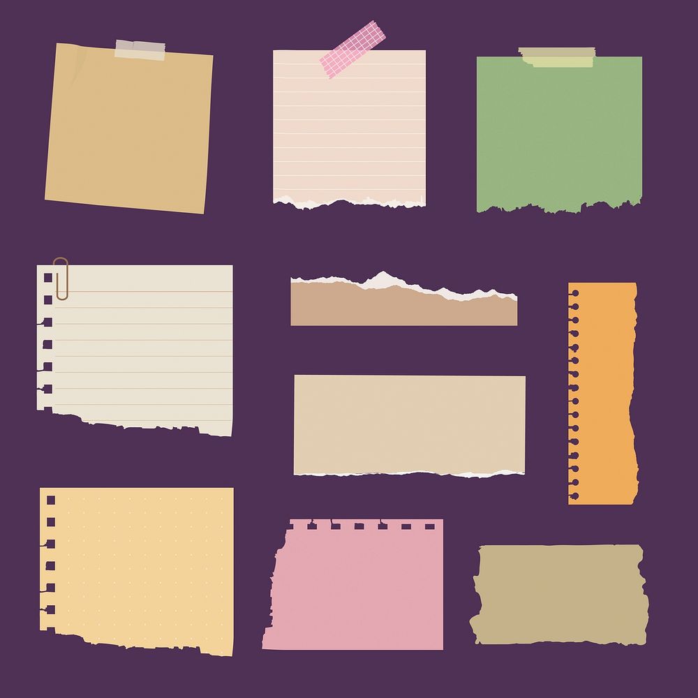 Collection torn paper notes, sticky | Free Vector - rawpixel
