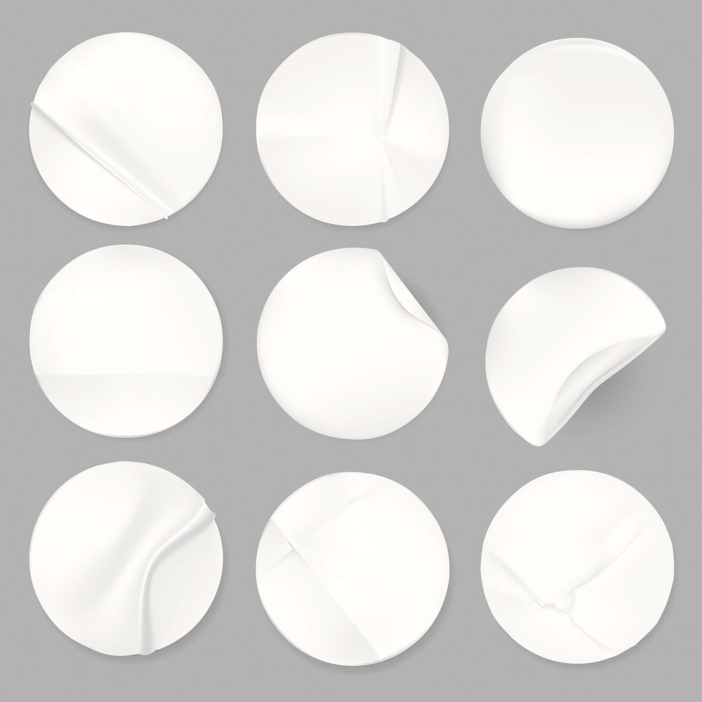 Nine white circular stickers gray | Free Vector - rawpixel