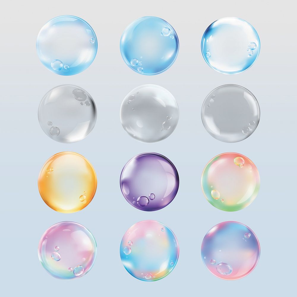 Set colorful bubbles different hues | Free Vector - rawpixel