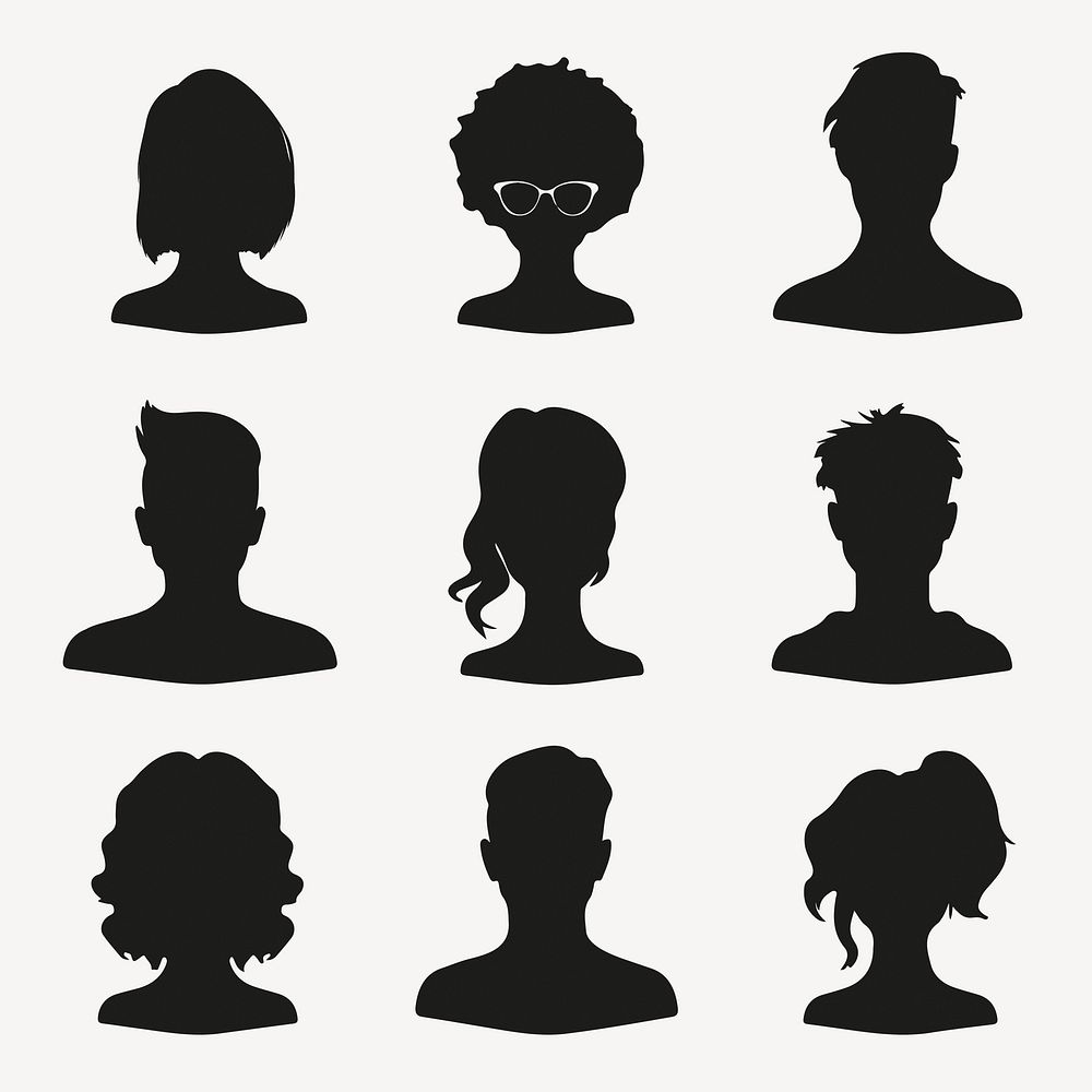 Silhouette profile icons collection isolated | Free Vector - rawpixel
