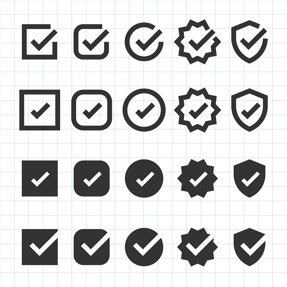 Set checkmark icons various shapes: | Free Vector - rawpixel