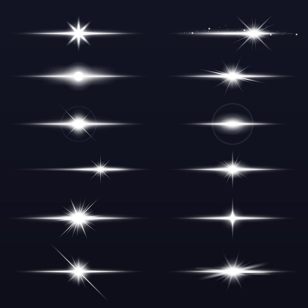 Set 16 bright starburst light | Free Vector - rawpixel
