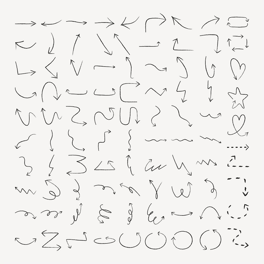 Collection hand-drawn arrows, including curved, | Premium Vector - rawpixel