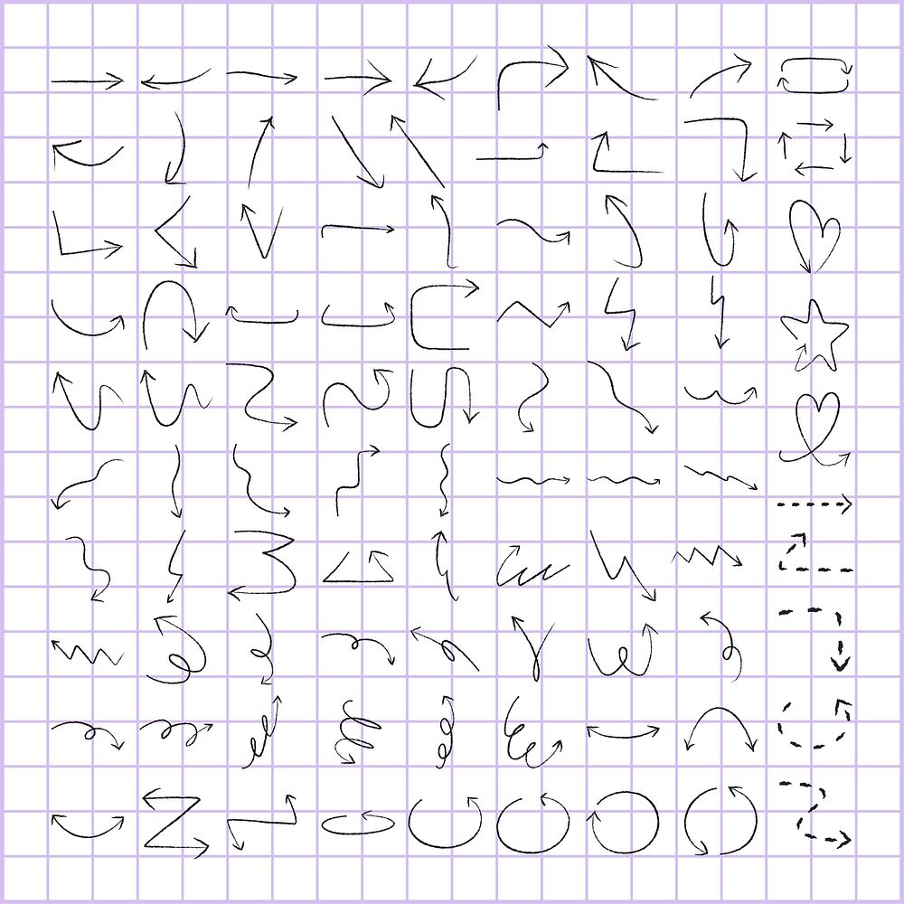 Collection hand-drawn arrows grid paper. | Premium Vector - rawpixel
