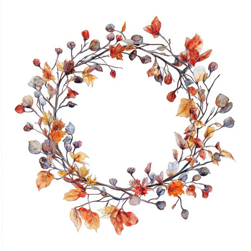 Wreath autumn flowers wreath illustration | Free Photo Illustration ...