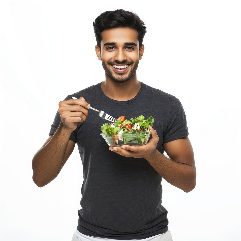 Smiling Indian male model eating | Free Photo - rawpixel