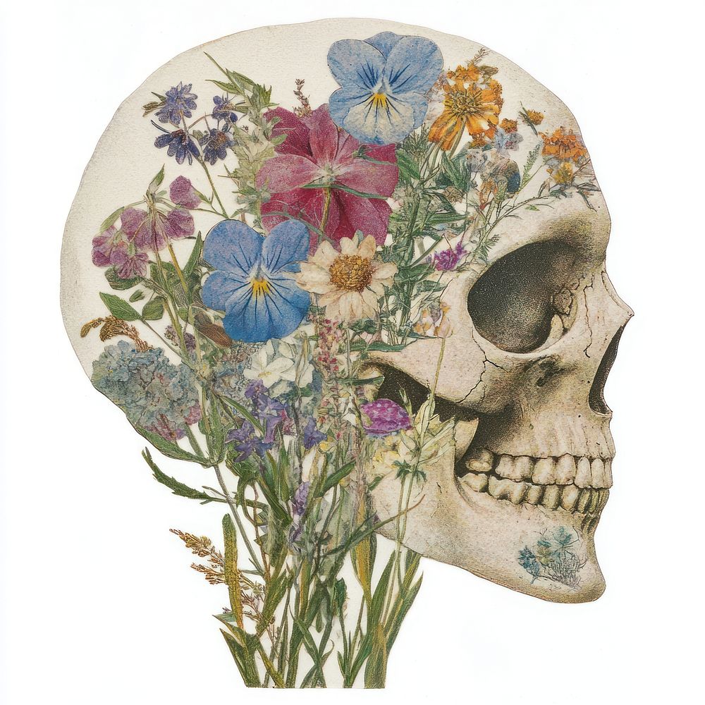 Flowers skull art illustration arrangement | Free Photo Illustration ...