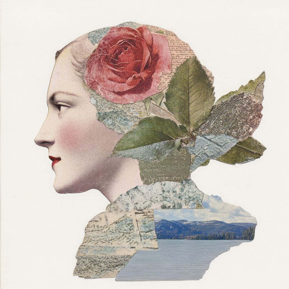 Woman red rose collage art | Free Photo Illustration - rawpixel