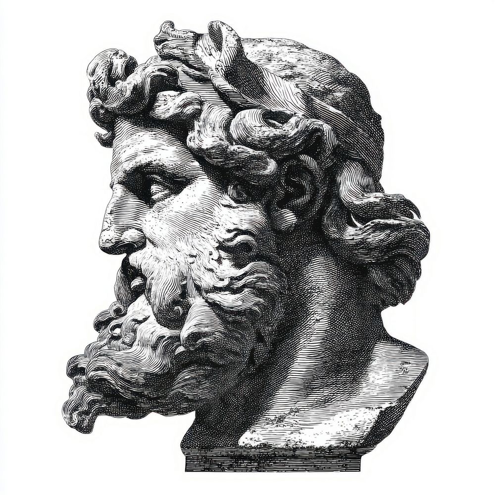Antique statue poseidon head sculpture | Free Photo Illustration - rawpixel