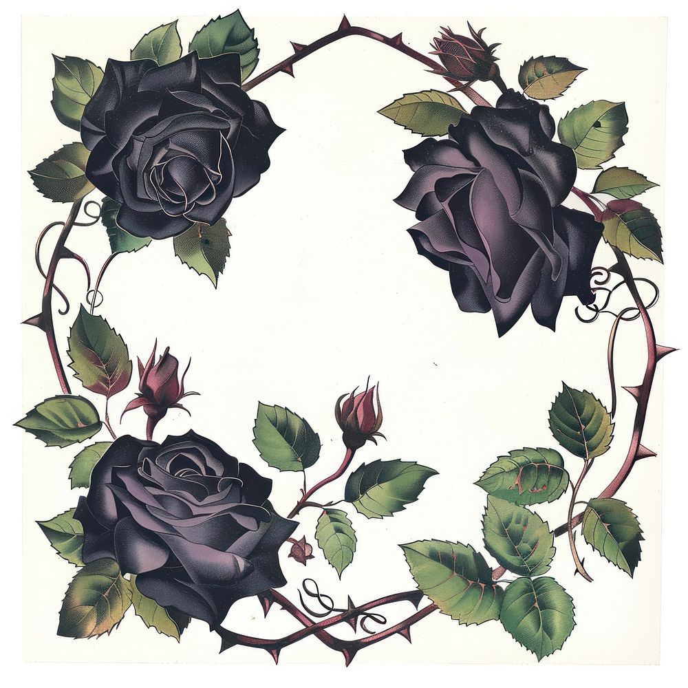 Black rose vine framing illustration | Free Photo Illustration - rawpixel