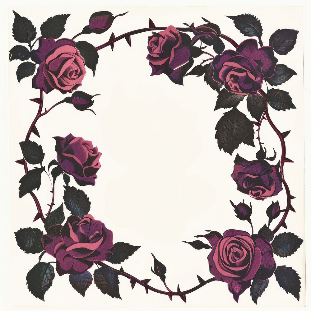 Purple rose vine framing roses | Free Photo Illustration - rawpixel