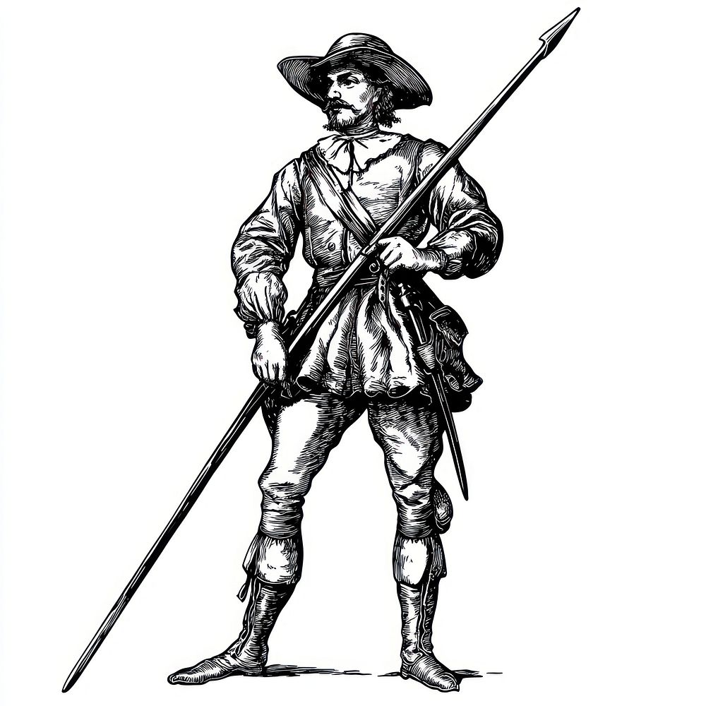 Vintage pikeman illustration historical medieval. | Free Photo ...