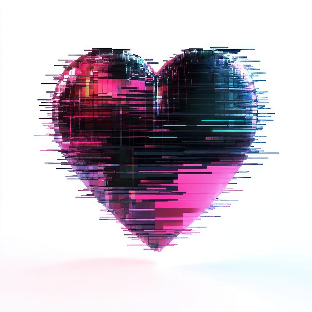 3d glitch heart pixelated digital | Free Photo Illustration - rawpixel