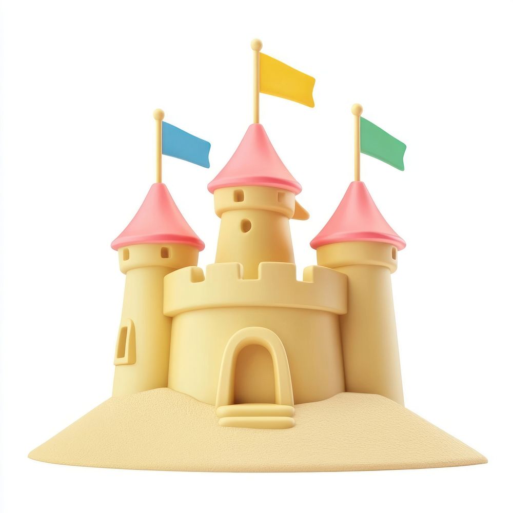 Cute sandcastle flags illustration summer | Free Photo Illustration ...