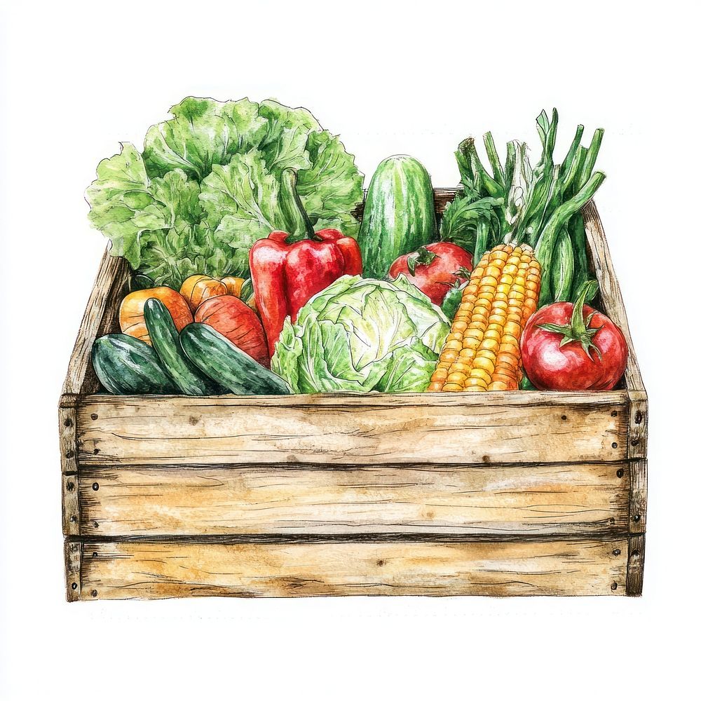 Organic full vegetable box vegetables | Free Photo Illustration - rawpixel