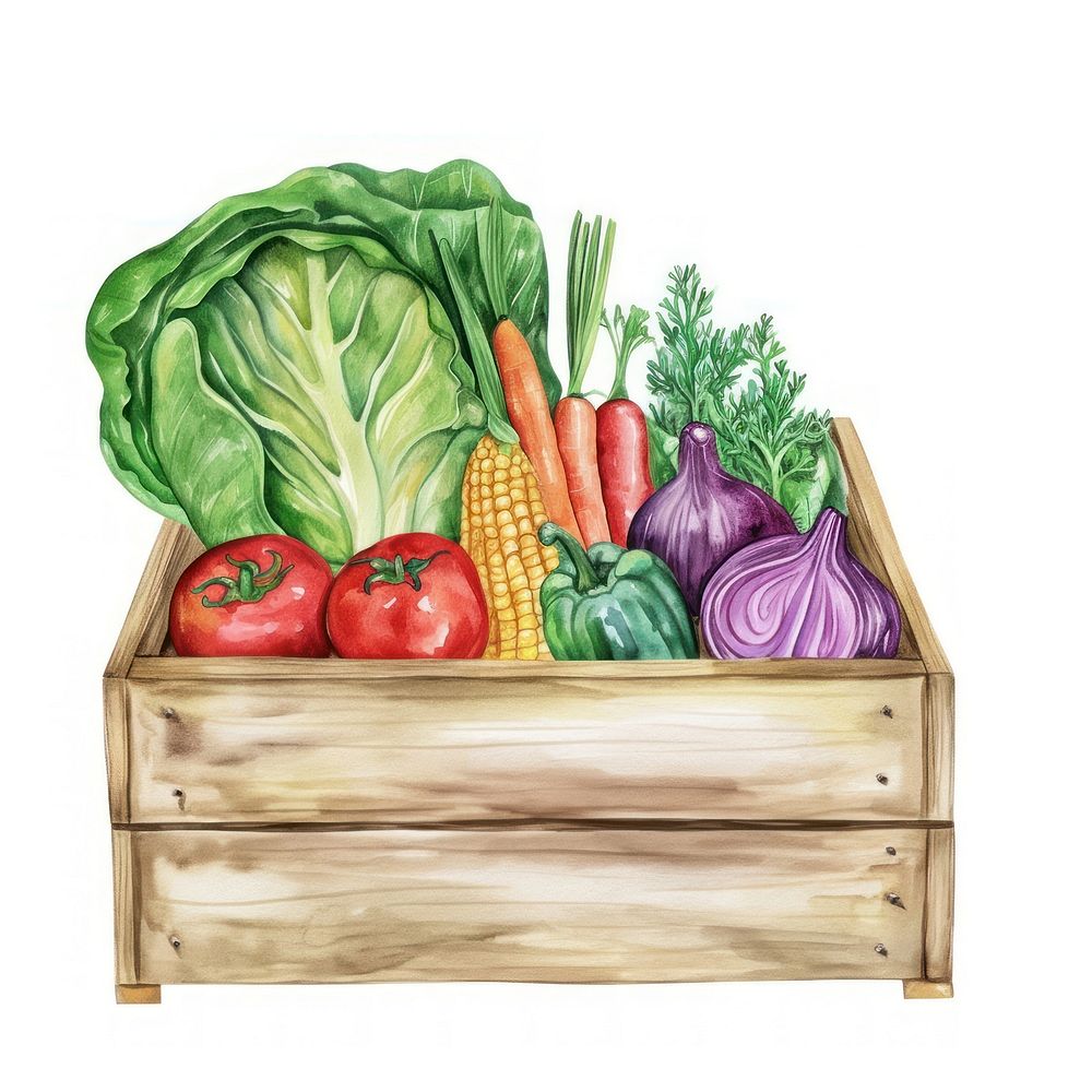 Organic full vegetable box illustration | Free Photo Illustration ...