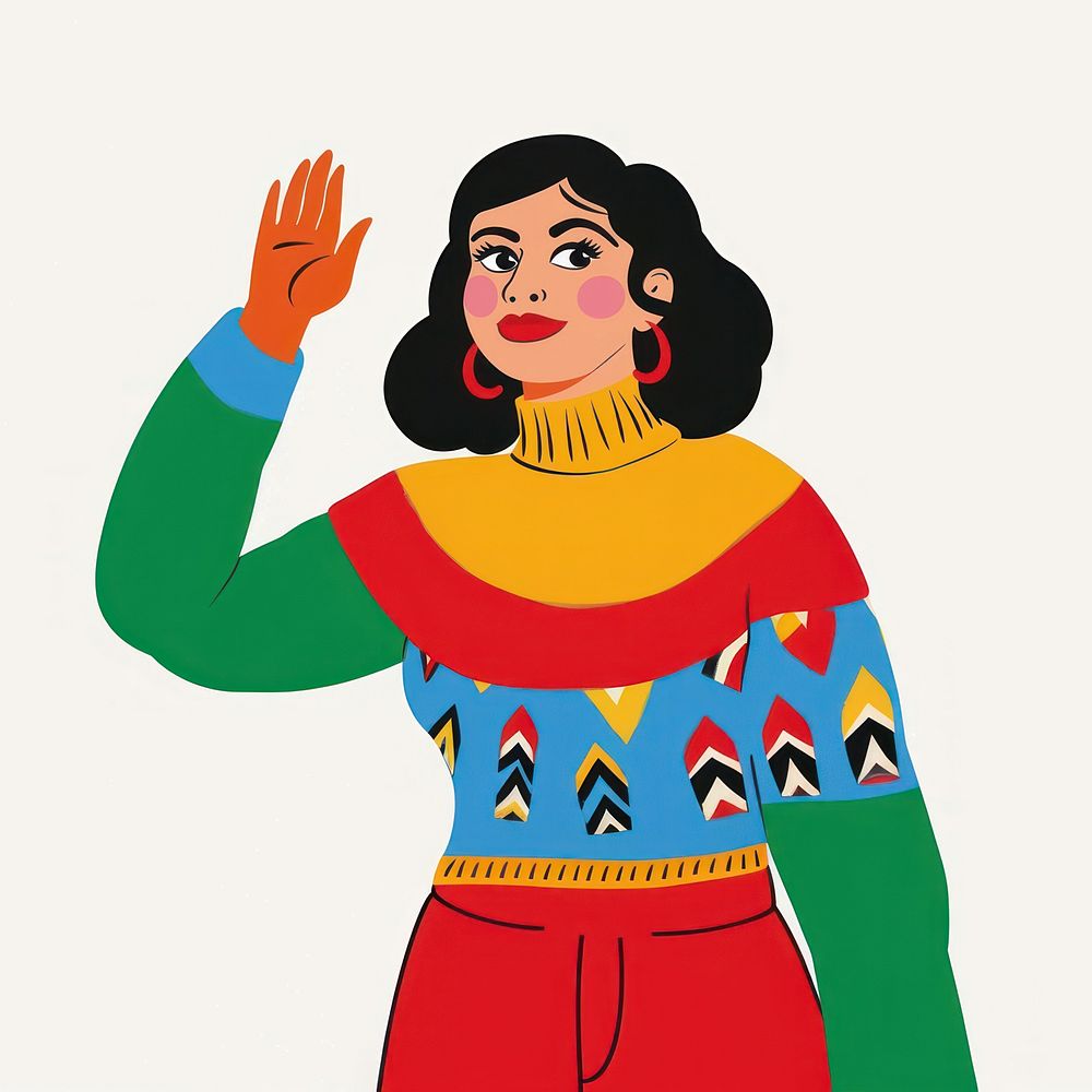 woman Waving hello art female | Free Photo Illustration - rawpixel